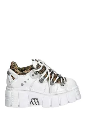 NEW ROCK 60mm Leopard Platform Sneakers - White