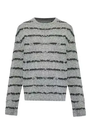 ALLSAINTS Striped Crew Neck Sweater Grey