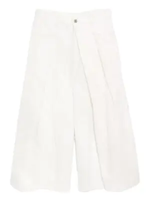 SONGZIO Wide Wrap Crop Tweed Jeans - White