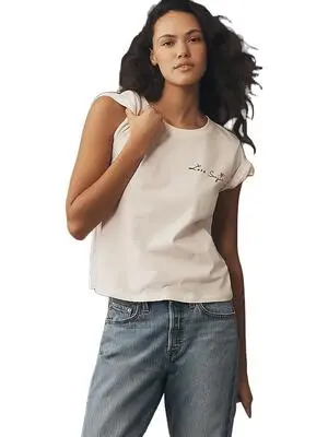 Anthropologie Amore Graphic T-shirt - Ivory