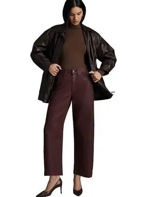 Ag Hattie High-rise Crop Barrel Jeans - Winery