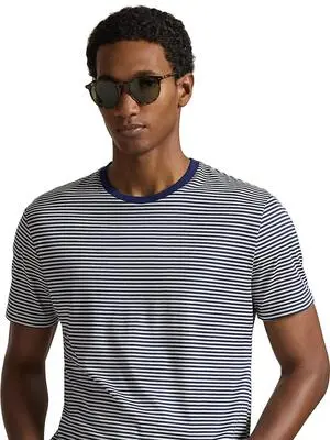 Ralph Lauren Standard Fit Striped Lisle T-shirt - Newport Navy/white