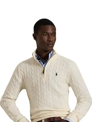 Ralph Lauren Cable-knit Quarter-zip Sweater - Andover Cream