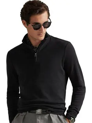Ralph Lauren Textured Quarter-zip Pullover - Polo Black Heather/black