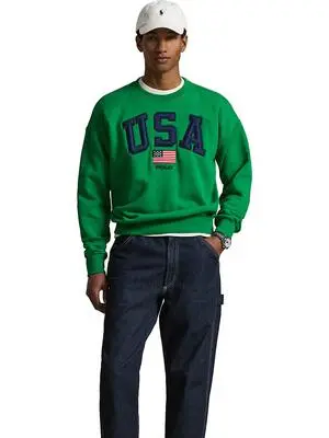 Ralph Lauren Vintage Fit Flag Fleece Sweatshirt - Billard Green