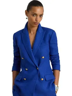 Ralph Lauren Double-breasted Linen-cotton Blazer - Cruise Royal