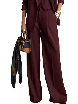 Ralph Lauren Wool-blend Twill Wide-leg Pants - Dark Garnet