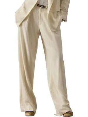Ralph Lauren Jody Striped Wool Pant - Cream/icon Navy