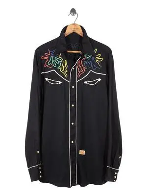 Ralph Lauren 1940s Embroidered Western Shirt Size - Black