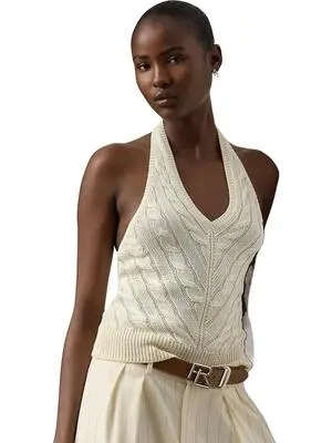 Ralph Lauren Cable-knit Silk Halter Sweater - Lux Cream