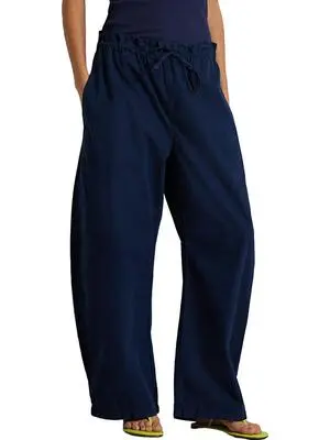 Ralph Lauren Cotton Curved Tapered Drawstring Pant - Navy