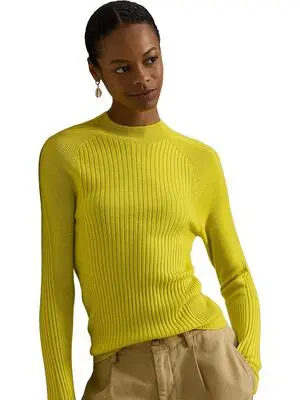 Ralph Lauren Rib-knit Wool Mockneck Sweater - Laser Yellow