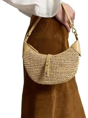 Ralph Lauren Polo Id Raffia Mini Shoulder Bag - Natural/cashmere