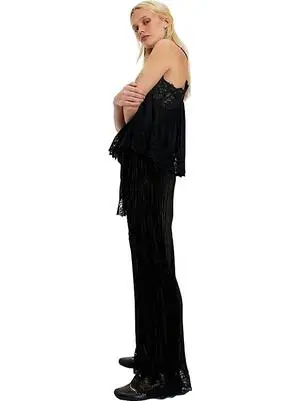 Anna Sui Sasha Belted Plisse Pants - Black