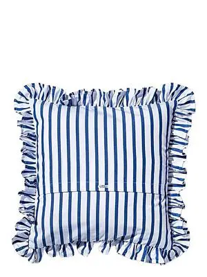 PUEBCO Shirt Fabric Ruffle Cushion Cover - White