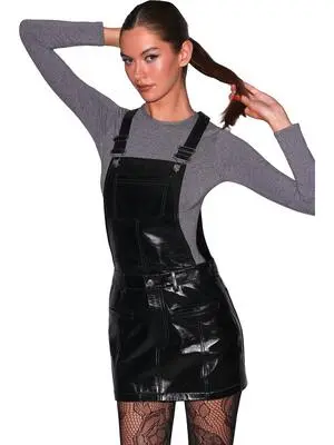 Fleur Du Mal Leather Overall Dress - Black