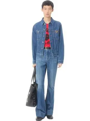 Valentino Garavani Denim Jacket With Vgold - Blue