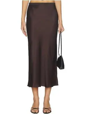 ANINE BING Bar Silk Skirt - Deep Brown