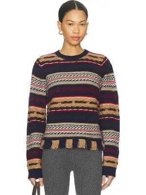 Guest In Residence Western Stripe Crew Sweater - Midnight Combo