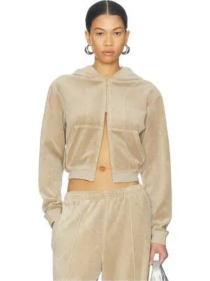 Alexander Wang Allover Hotfix Shrunken Hoodie - Warm Taupe