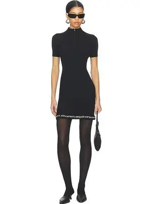 Alexander Wang Logo Ribbed Dress - Black