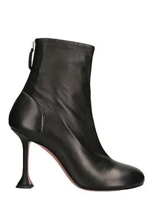Amina Muaddi Iris 95 Leather Heeled Ankle Boots - Black