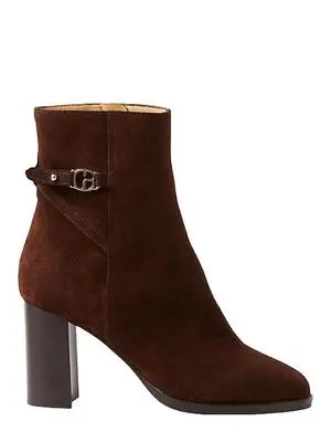 Claudie Pierlot Suede Heeled Ankle Boots - Chocolate