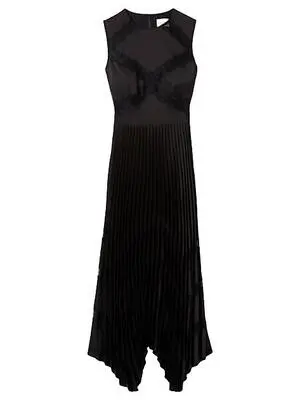 Claudie Pierlot Pleated Open-work Satin Maxi Dress - Black