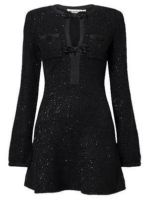 self portrait beaded tulle mini dress self-portrait - Pink Boucle Pearl Mini Dress