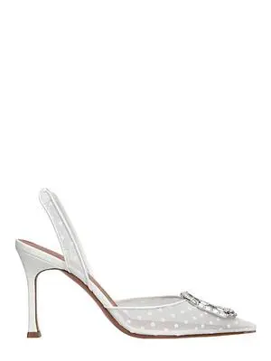 Amina Muaddi Camelia 90 Mesh Courts - White