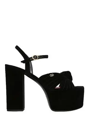Valentino Garavani Crasher 125 Velvet Platform Sandals - Black