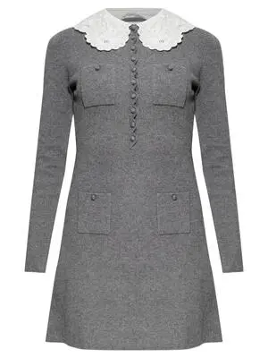 SELF-PORTRAIT Dress With Detachable Collar - Grey