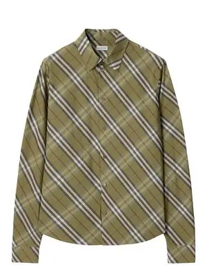 Burberry Cotton Check Relaxed Shirt - Green