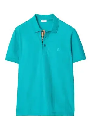 Burberry Cotton Check-placket Slim Polo Shirt - Turquoise