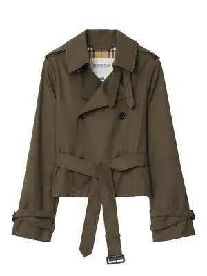 Burberry Tropical Gabardine Cropped Jacket - Green