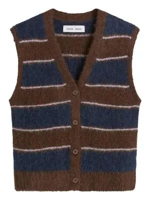 SAMSØE SAMSØE Sajeanne Hairy Knit Vest Top - Black Coffee Stripe