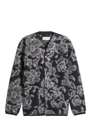 Universal Works Flower Fleece Cardigan - Charcoal