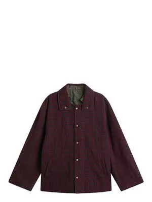 MAISON MARGIELA Reversible Short Parka Jacket - Military/burgundy Check