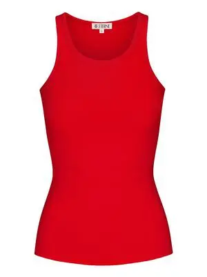 Eterne High Neck Fitted Tank - Red