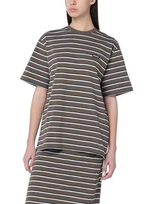 ROTATE BY BIRGER CHRISTENSEN Striped Oversized T-shirt - Brown
