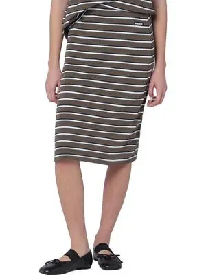 ROTATE BY BIRGER CHRISTENSEN Striped Cotton-jersey Pencil Skirt - Brown