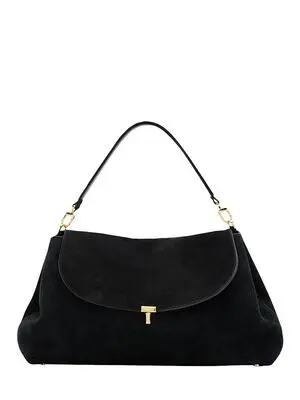 TOTEME T-lock Suede Shoulder Bag - Black