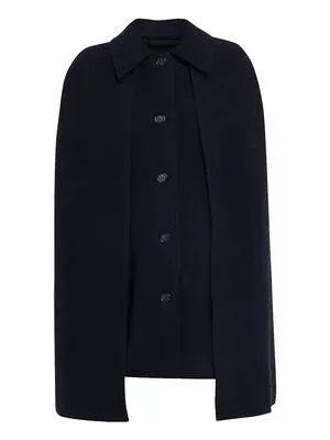 TOTEME Single-breasted Wool Boucle Cape Coat - Navy