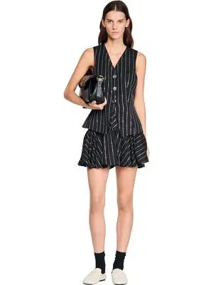 Sandro Striped Sequin Vest - Black / White