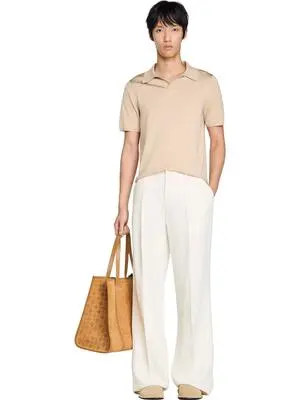 Sandro Short-sleeved V-neck Polo Shirt - Beige