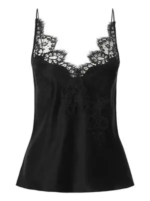 Carine Gilson Lace-trimmed Silk-satin Camisole - Black