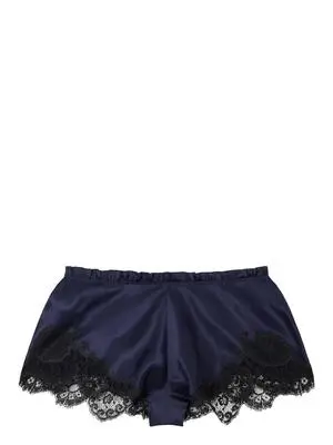 Carine Gilson Lace-trimmed Silk-satin Shorts - Navy