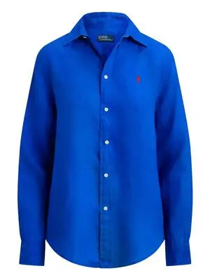 Polo Ralph Lauren Logo-embroidered Linen Shirt - Blue