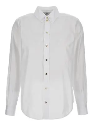 Elisabetta Franchi Button-front Shirt With Embroidered Logo - White