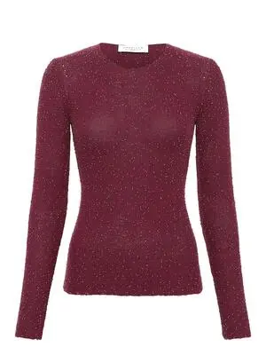Gabriela Hearst Nello Knit Sweater In Beaded Cashmere Silk - Bordeaux